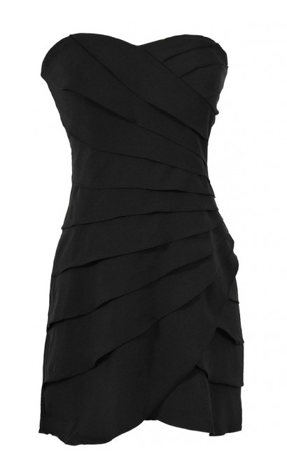 Lovely and Layered Tiered Designer Dress in Black Lily Boutique