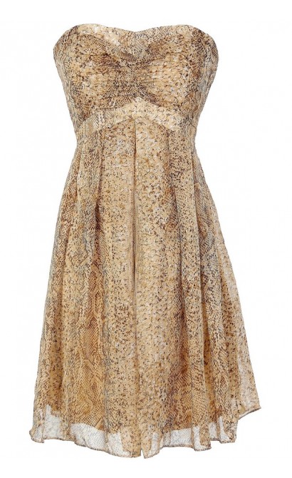 Python Print Strapless Chiffon Dress Lily Boutique