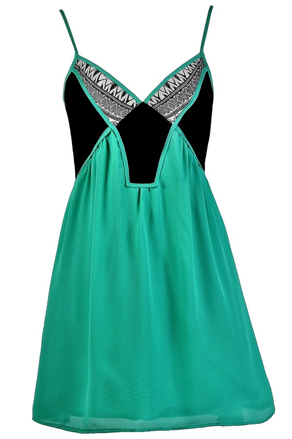 Cute Colorblock Dress, Colorblock Summer Dress, Jade Green Colorblock ...