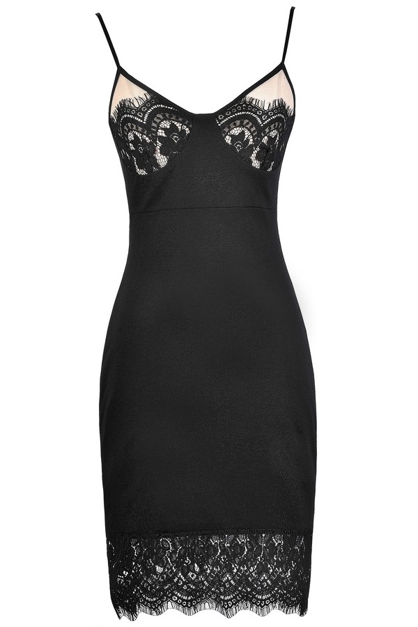 Black And Beige Lace Bustier Dress Sexy Black Dress Black Bodycon