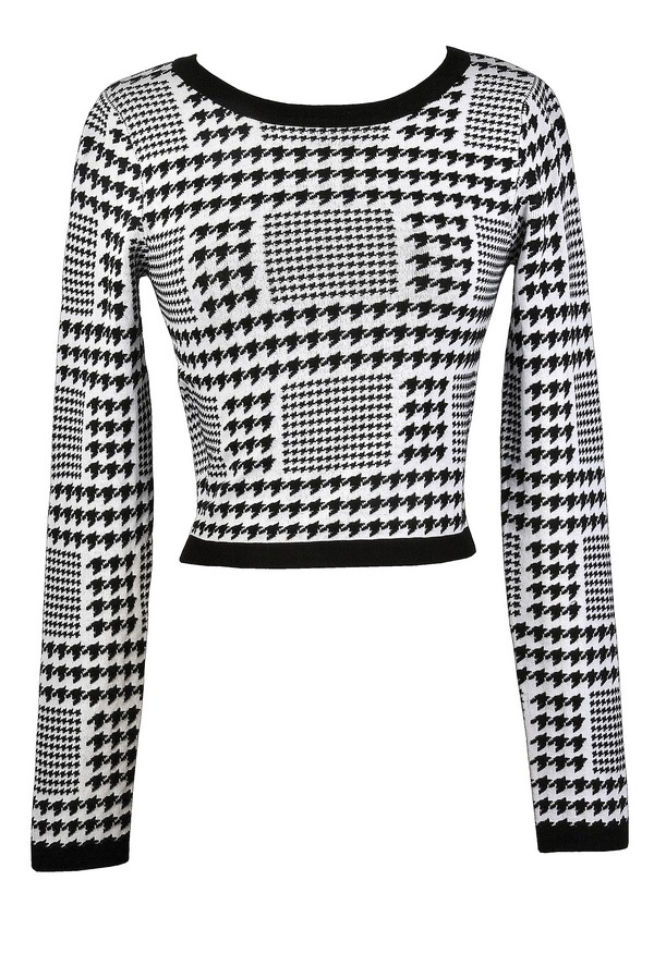 Black and Ivory Houndstooth Top, Cute Two Piece Outfit, Houndstooth ...