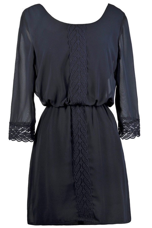 Cute Fall Dress, Navy Fall Dress, Navy Boho Dress, Casual Navy Dress ...