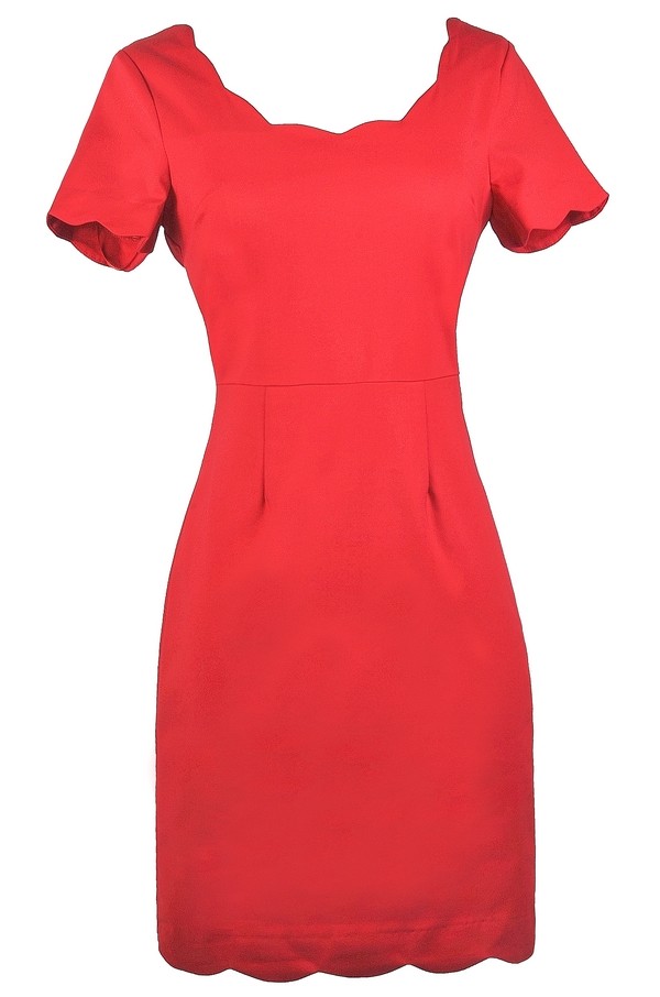 Red Pencil Dress, Cute Red Dress, Red Dress Boutique Dress, Online ...