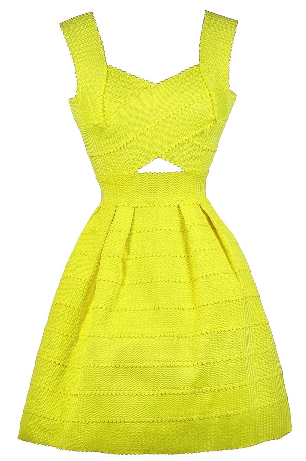Yellow A-Line Dress, Cute Yellow Dress, Yellow Party Dress, Yellow ...