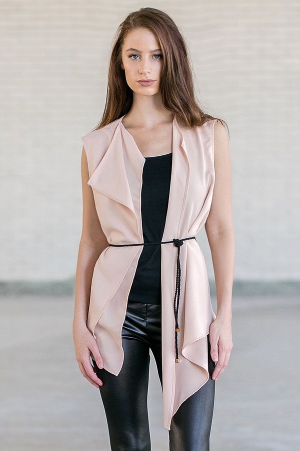 Blush Pink Open Vest, Cute Boho Juniors Vest Lily Boutique