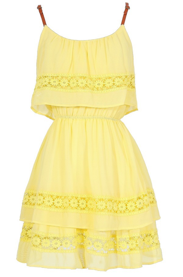 Cute Tiered Bright Yellow Dress, Cute Juniors Dress, Cute Summer Dress ...