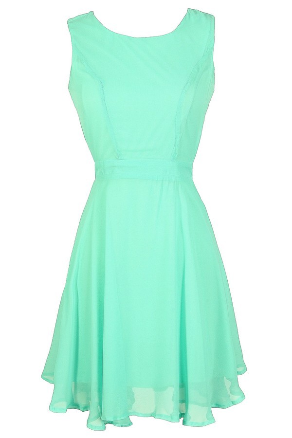 Mint Open Back Dress, Mint Chiffon Dress, Cute Mint Dress, Mint Summer ...