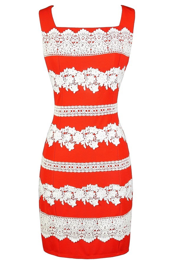 Cute Orange Dress, Orange Lace Dress, Orange Sheath Dress, Cute Orange ...