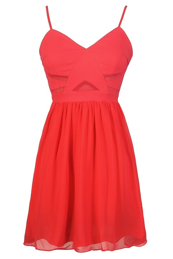 Cute Red Dress Red Party Dress Red A Line Dress Red Cocktail Dress Cute Coral Dress Coral A