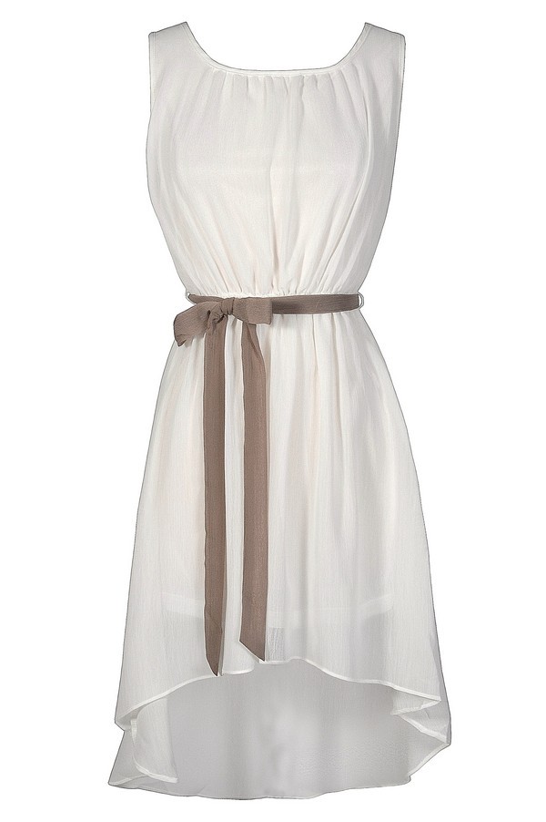 White High Low Dress White Chiffon Dress Cute White Dress White Rehearsal Dinner Dress White
