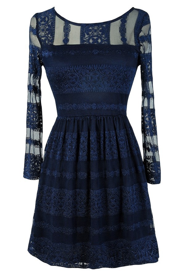 Navy Lace Dress, Cute Lace Dress, Cute Navy Dress, Navy Lace Three ...
