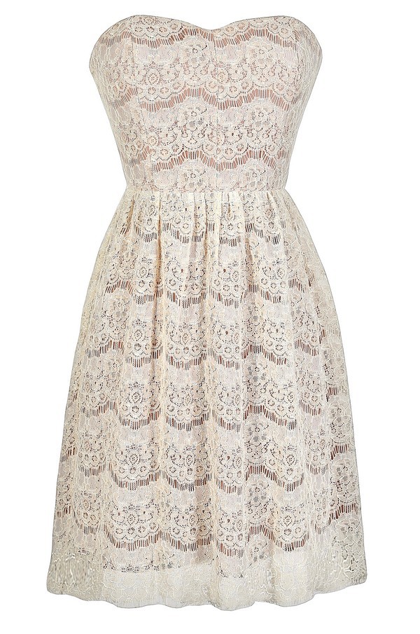 Beige Lace Dress, Ivory Lace Dress, Beige Lace Rehearsal Dinner Dress ...