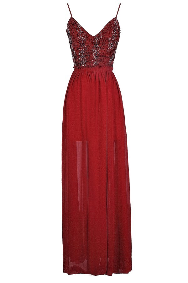 Burgundy Open Back Maxi Dress, Open Back Maxi Dress, Backless Maxi ...