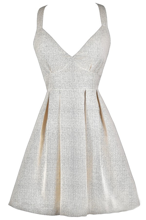 Silver A-Line Dress, Silver Metallic Party Dress, Marilyn Monroe Silver ...