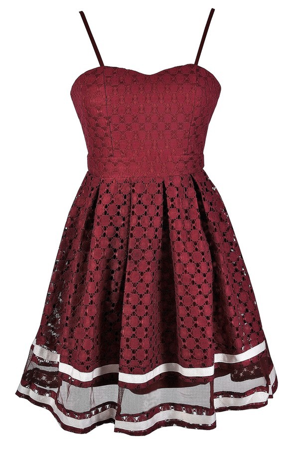 Burgundy Lace Dress, Cute Bridesmaid Dress, Burgundy Bridesmaid Dress ...