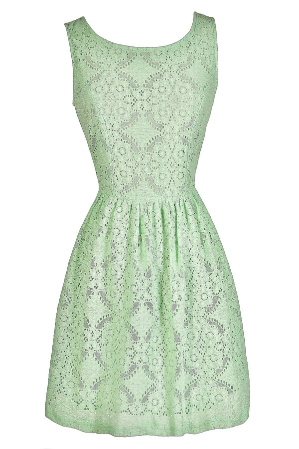 Mint Eyelet Dress, Cute Mint Dress, Mint A-Line Dress, Mint Summer ...