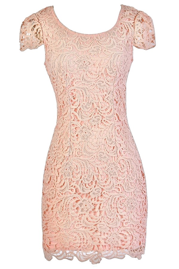 Pink Dress, Pink Lace Pencil Dress, Pink Lace Party Dress Lily Boutique