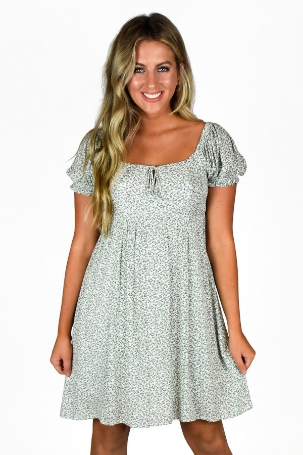 Cute Floral Print Summer Sundress | Puff Sleeve A-line Summer Dress ...