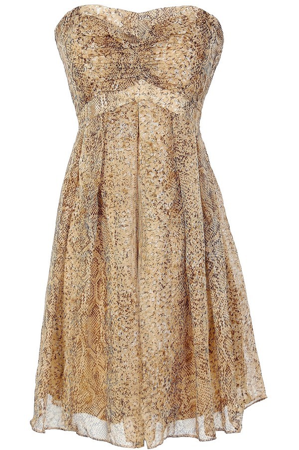 Python Print Strapless Chiffon Dress Lily Boutique