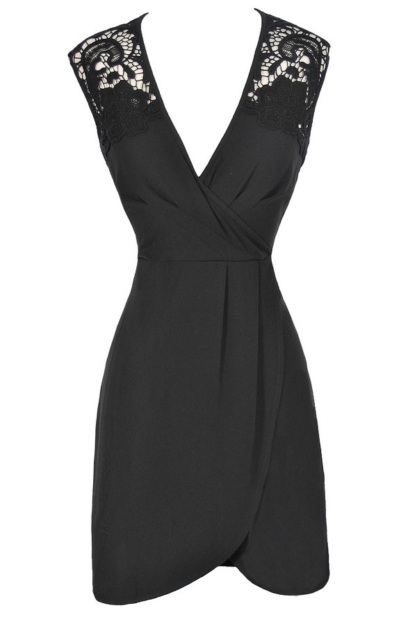 Among The Wildflowers Crochet Lace Dress in Black - DRESSES Lily Boutique