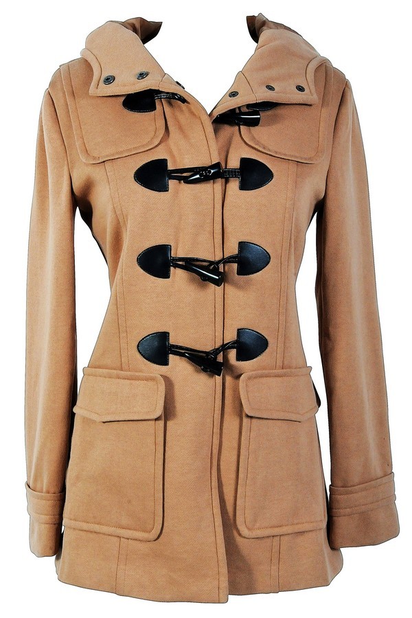 Hooded Toggle Coat in Tan Lily Boutique